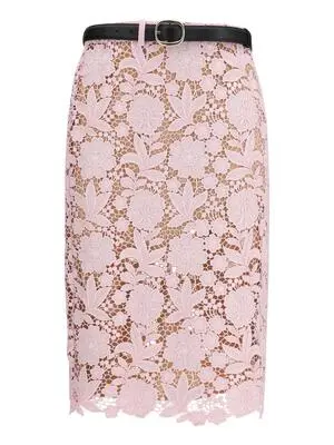 SELF-PORTRAIT SELF-PORTRAIT Lace Midi Skirt Pink