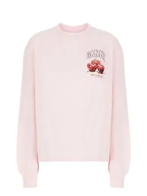 GANNI Long Sleeve Sweatshirt With Cherry Graphic - Multicolor