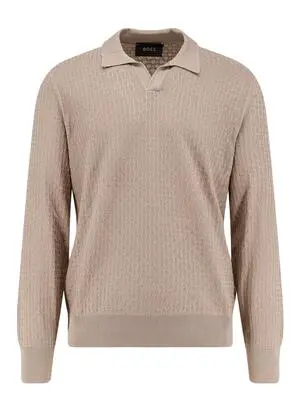 BOSS Silk Sweater With All-over Processing - Cream