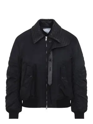 Bottega Veneta Intrecciato Nylon Bomber Jacket - Black