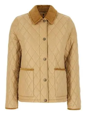 Burberry Quilted Jacket With Corduroy Collar - Multicolor