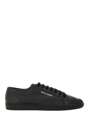 Saint Laurent Smooth Leather Lace-up Sneakers - Black