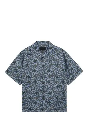 Prada Prada Hematite/Black Floral Print Bowling Shirt Men Gray