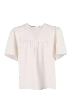 Max Mara Embroidered Puff Sleeve Top - Cream