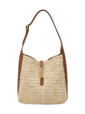 Saint Laurent Le 5 À 7 Small Raffia And Leather Bag - Cream