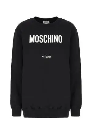 Moschino Black Sweatshirt With Logo And Milano Print - Multicolor