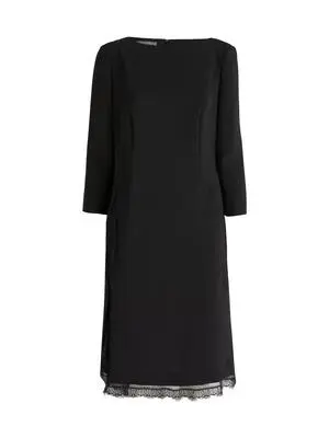 Alberta Ferretti Black Lace Trimmed Dress - Multicolor