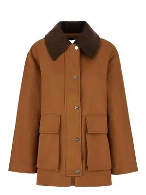 GANNI Cotton Blend Jacket With Corduroy Collar - Multicolor