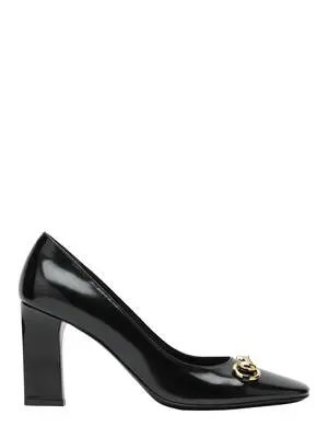Gucci Signora Pump In Glossy Leather With Horsebit Detail - Black