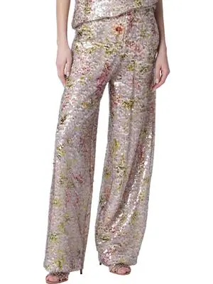ALBERTA FERRETTI Alberta Ferretti Sequin Trousers With Floral Pattern