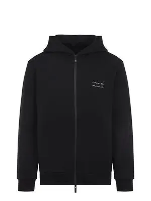 Moncler Cotton Fleece Zip-up Hooded Sweatshirt - Black