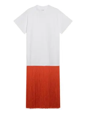 Alaïa Fringed Cotton Jersey T-shirt Dress - White