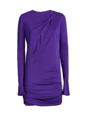 Versace Long Sleeve Ruched Dress - Multicolor