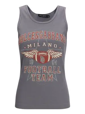 Dolce & Gabbana Ribbed Graphic Print Tank Top - Gray