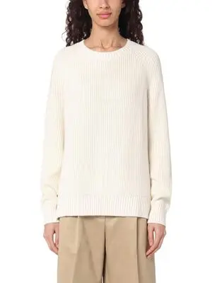 P.a.r.o.s.h Crew Neck Cotton Cashmere Sweater - Cream