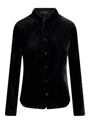 Gucci Gucci Men Stretch Gg Devore Velvet Shirt Black