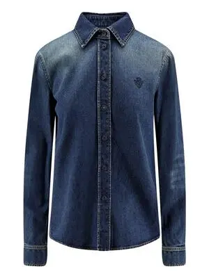 Gucci Embroidered Denim Shirt - Blue
