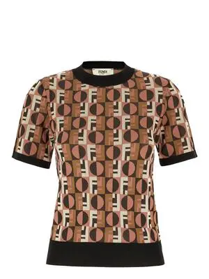Fendi Short Sleeve Geometric Print T-shirt - Multicolor