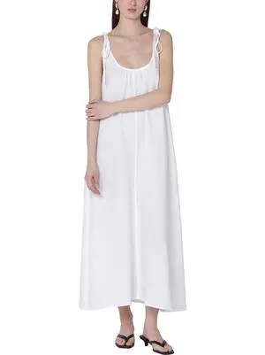ANINE BING Long Linen-blend Dress - White