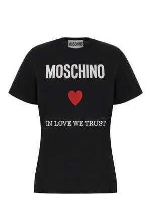 Moschino T-shirt With Heart And Slogan Print - Multicolor