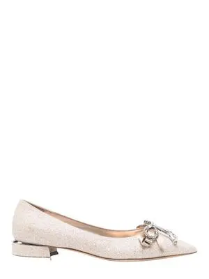 JIMMY CHOO JIMMY CHOO Auria Leather Ballet Flats With Crystal Embellishments Multicolor
