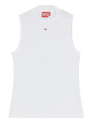 DIESEL® Ribbed Stretch Viscose Mock Neck Tank Top - Multicolor