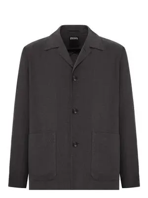 Zegna ZEGNA Wool And Linen Blend Jacket With Patched Pockets Gray