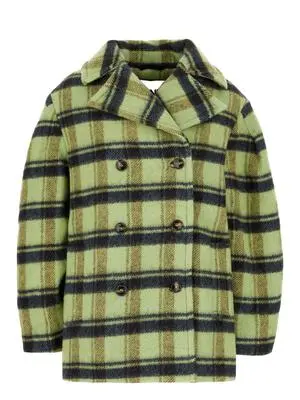 GANNI GANNI Checked Wool Blend Coat