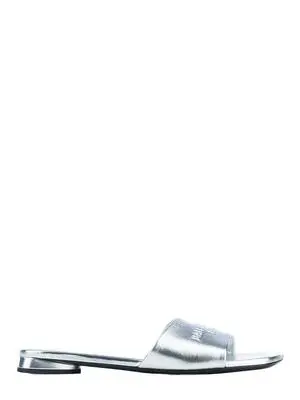Balenciaga Silver Metallic Mule Slides - Multicolor