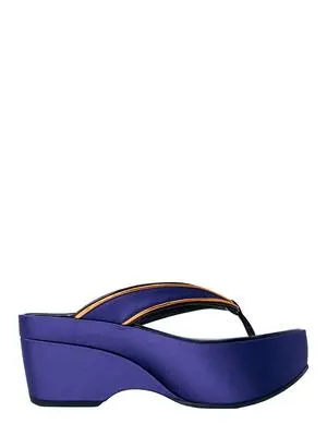 Dries Van Noten Satin Platform Thong Sandals - Blue