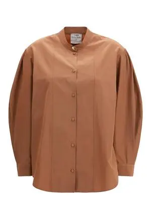 FORTE_FORTE High-neck Puff Sleeve Shirt - Red
