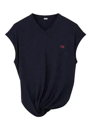 Loewe Sleeveless V-neck Wool Sweater With Knot Detailing - Multicolor