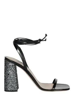 Miu Miu Sandals With Glitter Embellished Block Heel - Multicolor