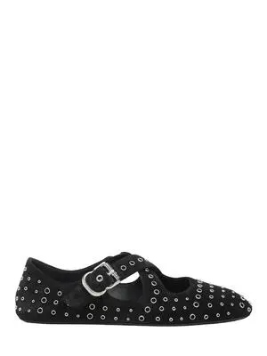Alaïa Suede Flat Ballerinas With Eyelets And Buckled Straps - Black