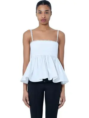 Jacquemus Peplum Top With Zigzag Trim - White