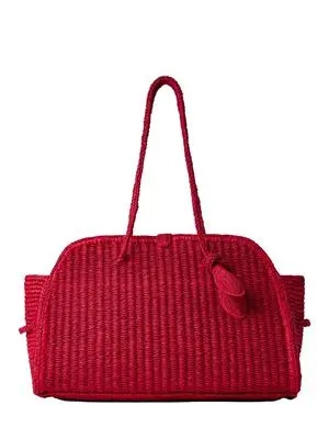 Jacquemus Le Turismo Woven Raffia Shoulder Bag - Red