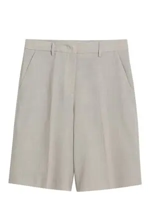 GOLDEN GOOSE Beige Melange Wool-blend Bermuda Shorts - Cream