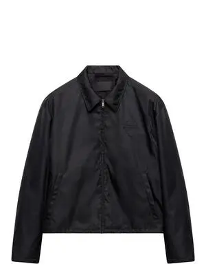 Prada Re-nylon Zip Jacket With Logo Detail - Black