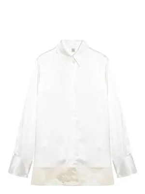 TOTEME Shiny Viscose Oversized Shirt - White