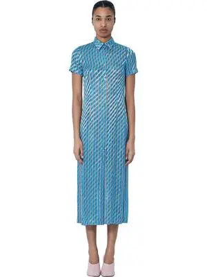 Dries Van Noten Striped Midi Shirt Dress - Blue