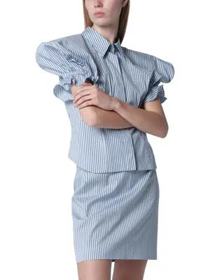 VIVIENNE WESTWOOD Striped Cotton Shirt With Structured Shoulders - Blue