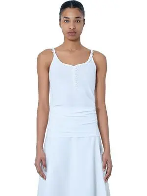 Jacquemus Ribbed Detail Camisole - White