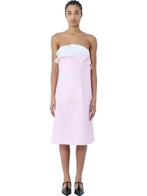 Miu Miu Pink Poplin Strapless Dress With Paneled Construction - Multicolor