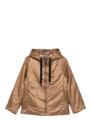 Max Mara Brown Nylon Zip-up Jacket With Hood - Multicolor