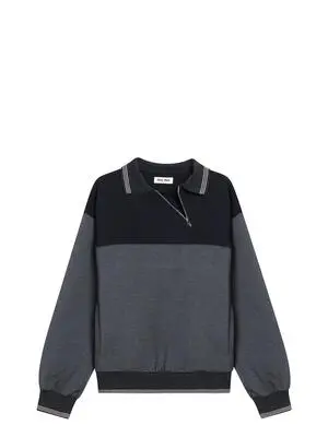 Miu Miu Miu Miu Color Block Zip Sweatshirt Gray