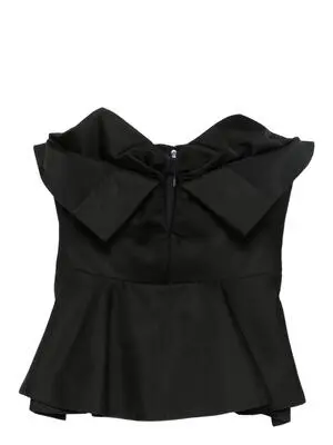 Alexander McQueen ALEXANDER MCQUEEN Black Silk Peplum Top With Bow Detail Multicolor