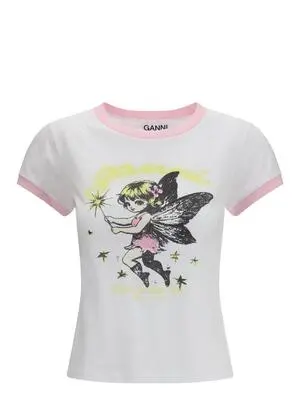 GANNI Fairy Graphic Cotton T-shirt - White