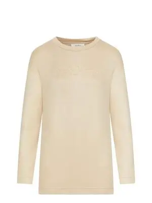 Max Mara Crewneck Cotton Sweatshirt With Embossed Logo - Multicolor