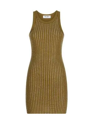 Attico Military Mini Dress With Rhinestones - Green