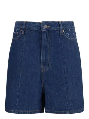 MARINE SERRE High-waisted Denim Shorts - Blue